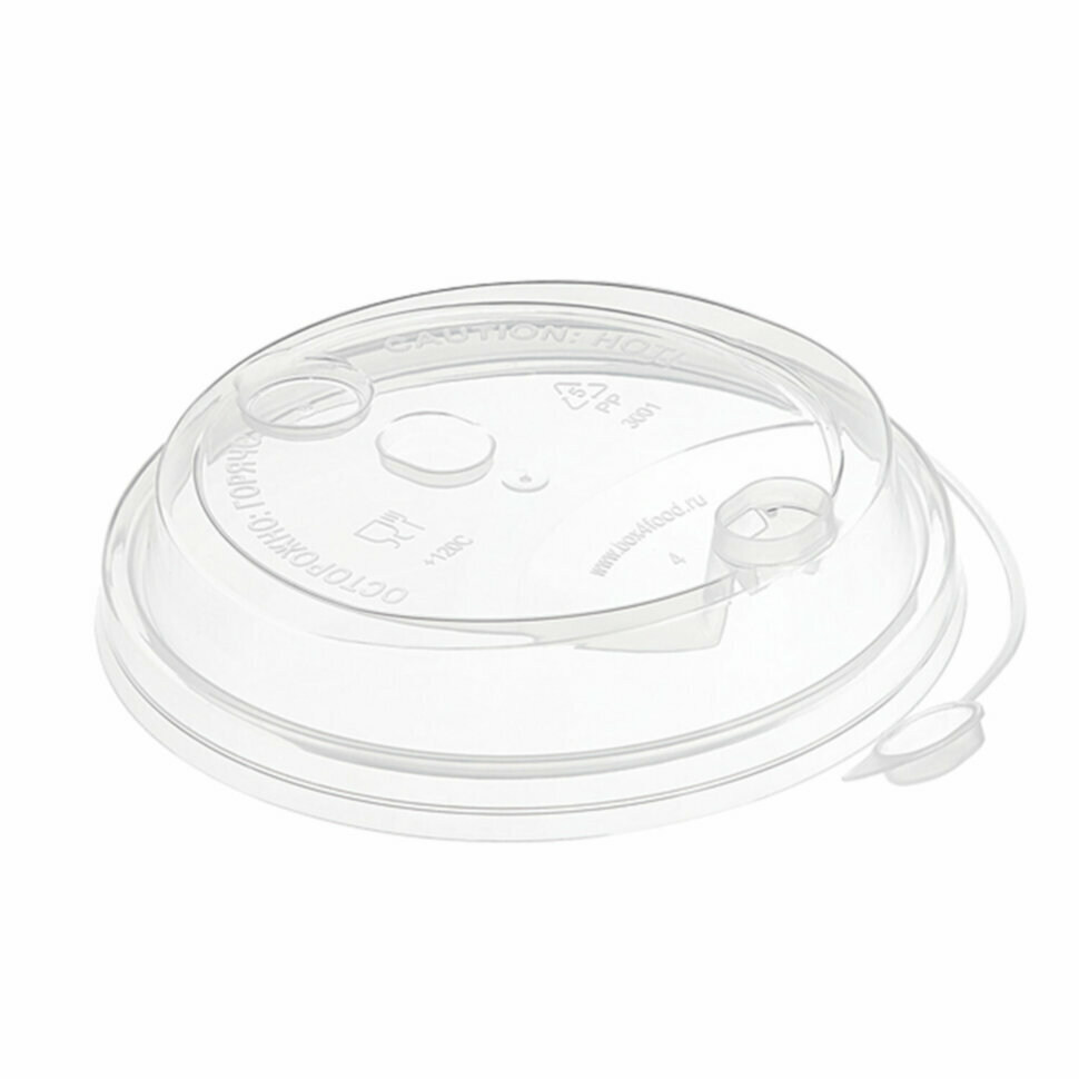 Крышка с питейником для бумажного стакана, диаметр 90 мм, глянцевая, прозрачная, полипропилен, взлп, 3001П, 1000 штук, 609232