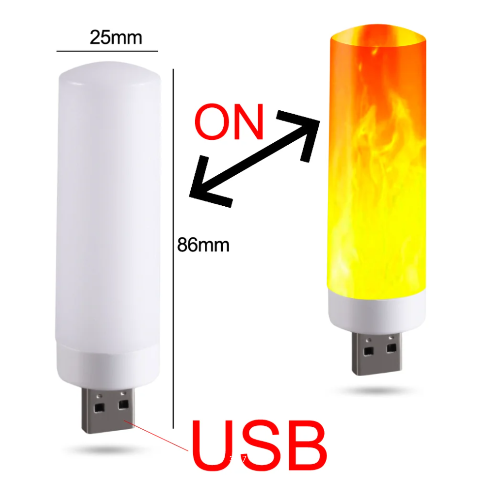 USB-ночник с эффектом пламени, свечка