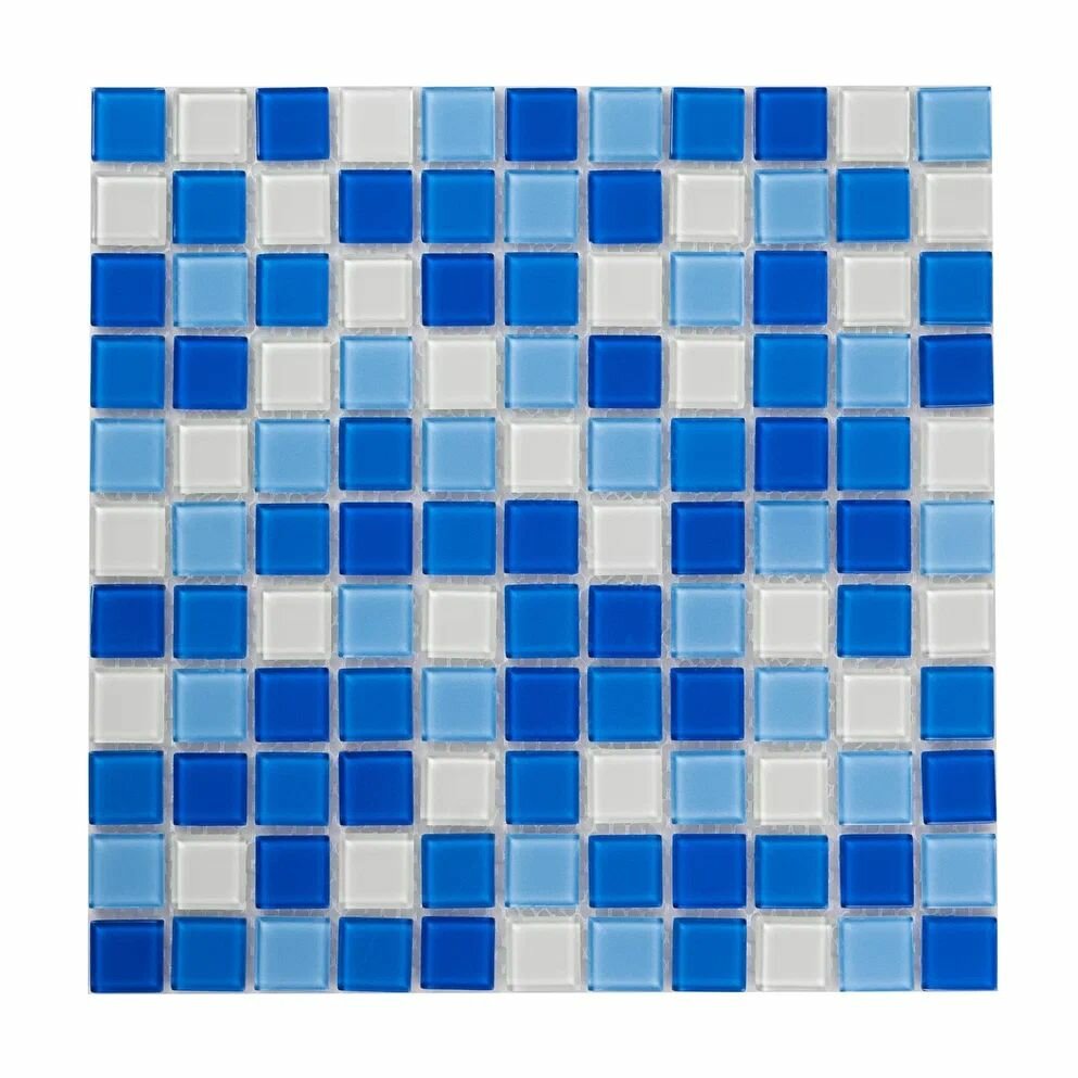 Плитка мозаика КерамограД стеклянная на сетке для стен кухни и фартука, влагостойкая износостойкая, 30х30см/ 5 сеток