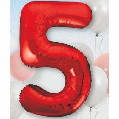 Воздушный шар фольгированный весёлая затея Цифра 5, красный, 40"