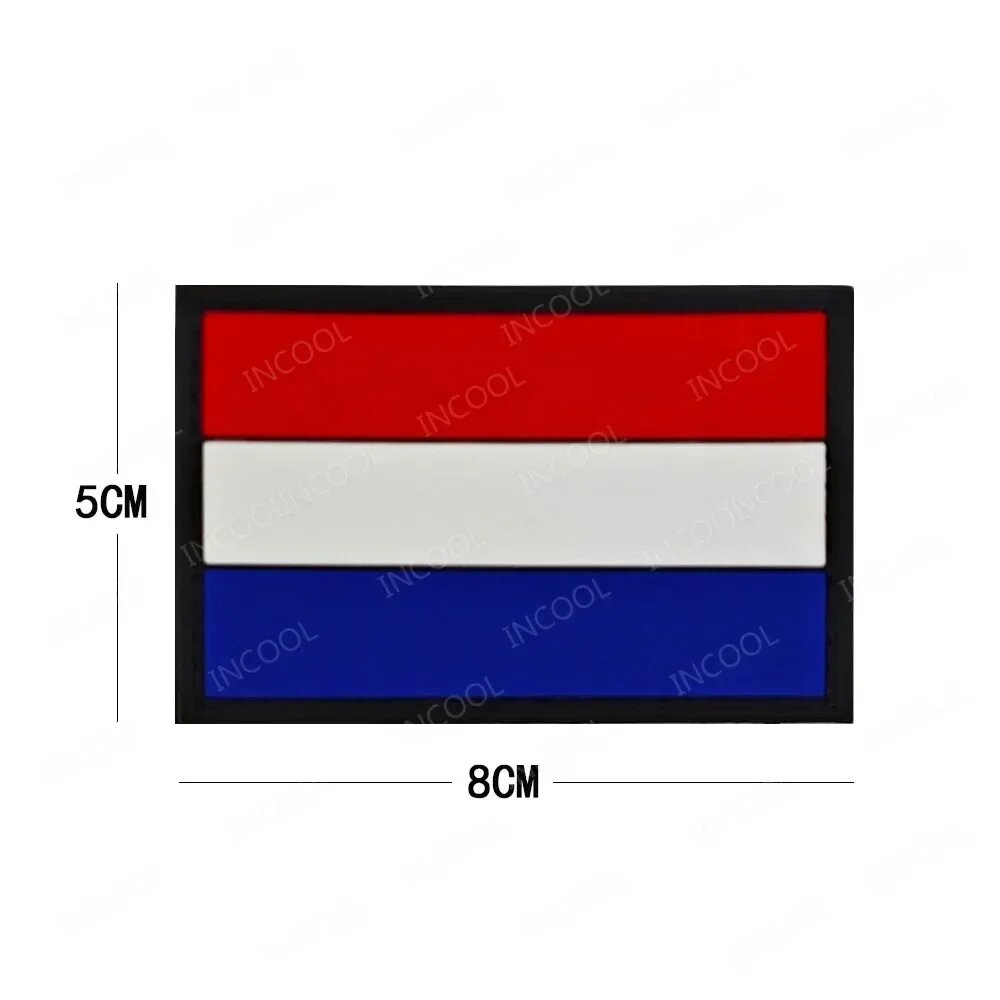 Светоотражающие вышитые нашивки с флагом Нидерландов 13 PVC No Loop8X5CM