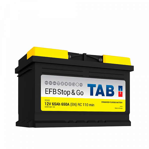 Аккумулятор автомобильный TAB EFB 65.0 Ah 650 A STOP&GO 212065 ОП низ 278x175x175