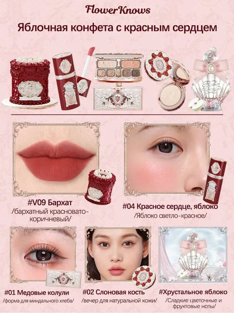 Подарочная коробка для макияжа Flower Knows, Strawberry Cupid Sweetheart Series, Серия Клубничный Купидон Милая