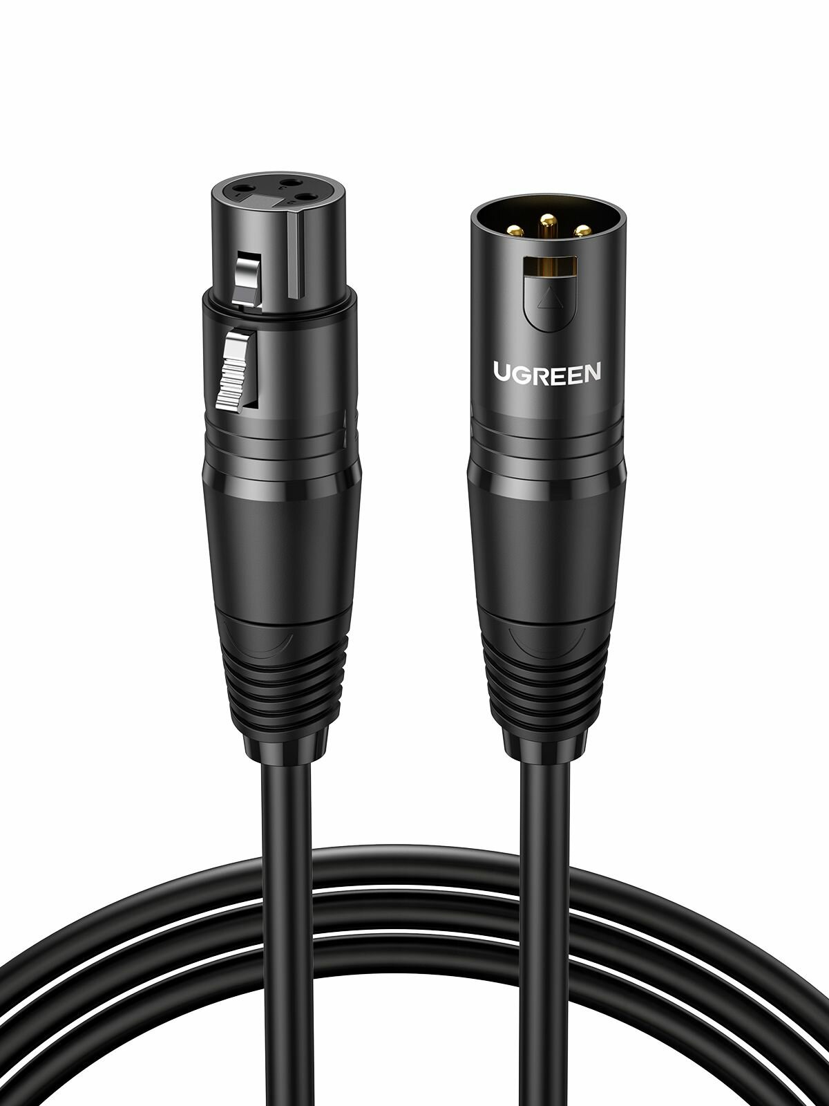 Кабель UGREEN AV130 (20708) XLR Cannon Male to Female Microphone Extension Audio Cable. Длина: 1м Цвет: черный