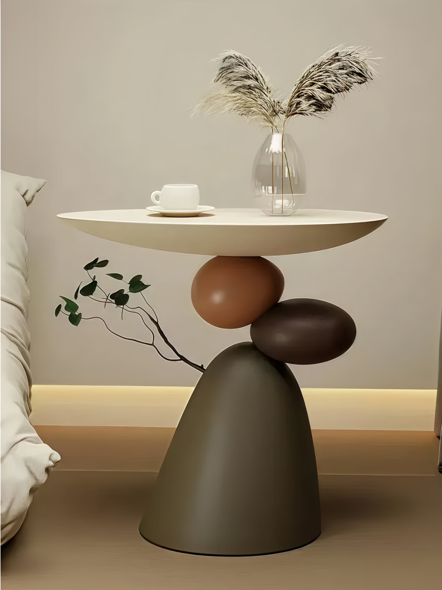 Чайный столик, полирезин, овальный, для офиса, 40 см x 54 см x 46 см