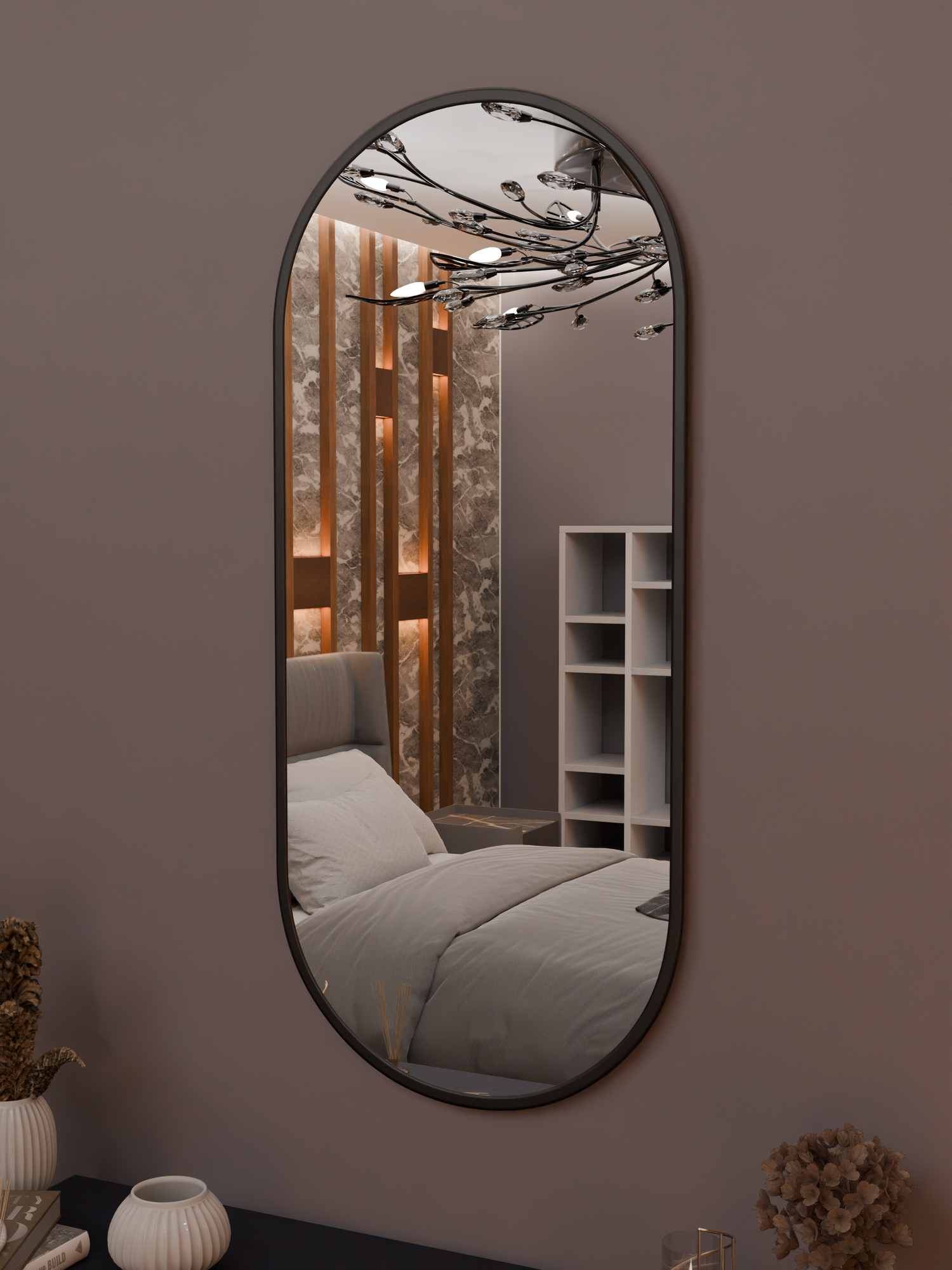 Зеркало настенное 45х77, капсула, в ванную/прихожую, интерьерное