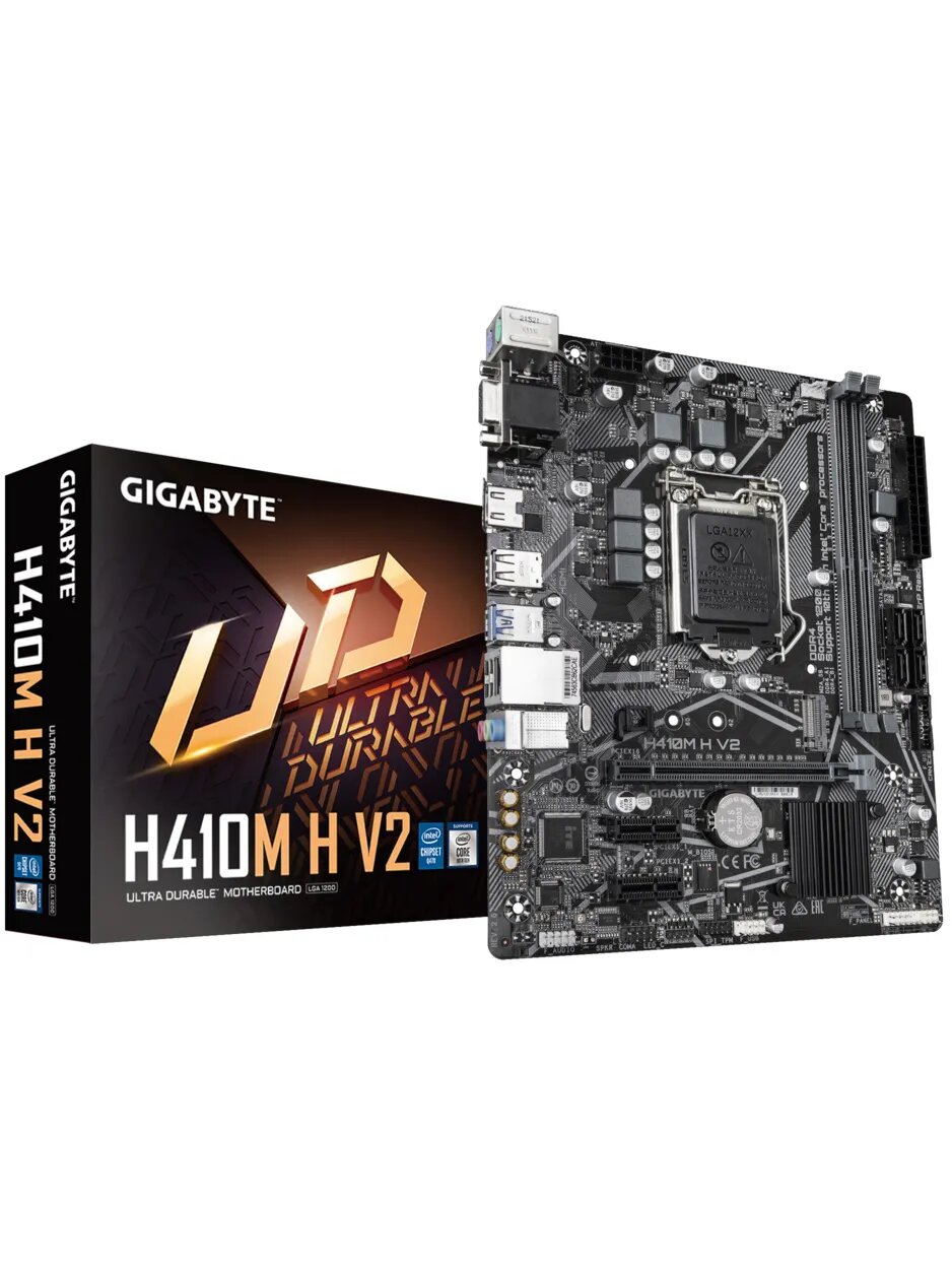 Материнская плата GIGABYTE H410M H V2 2.1 mATX LGA1200 Intel Q470 2xDDR4 (64ГБ)