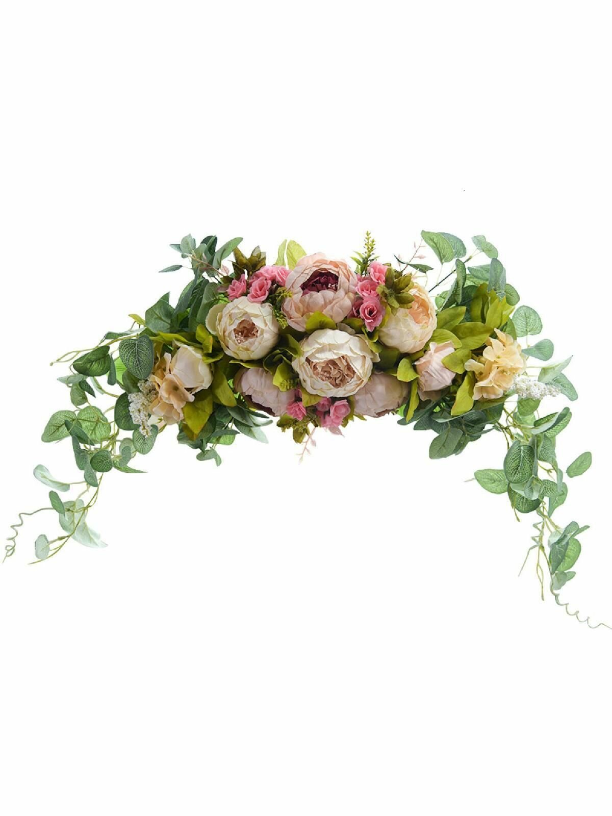 Стабилизированныецветы, Гирлянда из искусственного пиона на перемычке -Шампанское