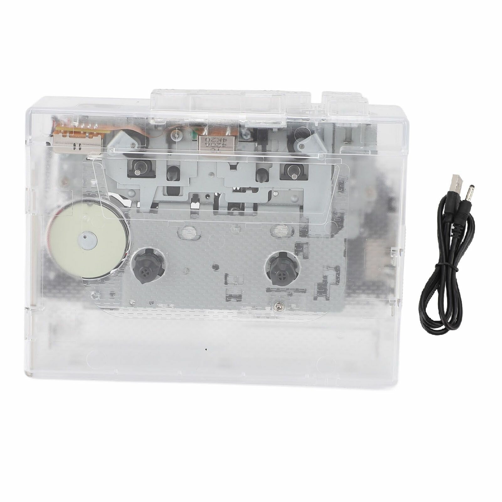 Портативный кассетный плеер с MP3-конвертером USB, Bluetooth, FM-радио, прозрачным корпусом и разъемом для наушников, постоянный ток 5 В