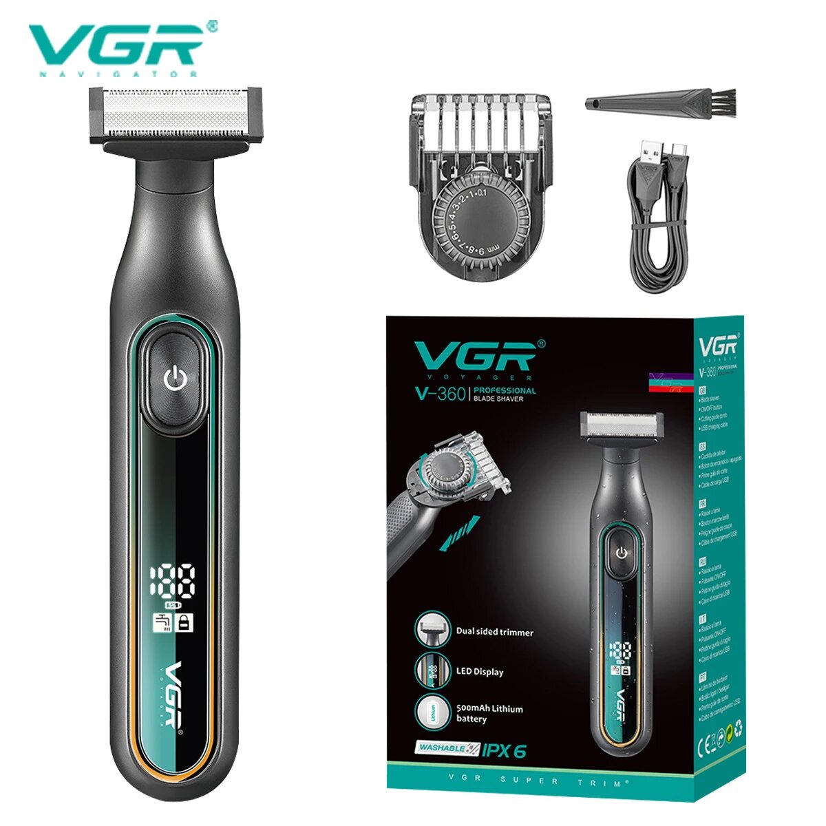 VGR 360 Триммер для тела, зеленый