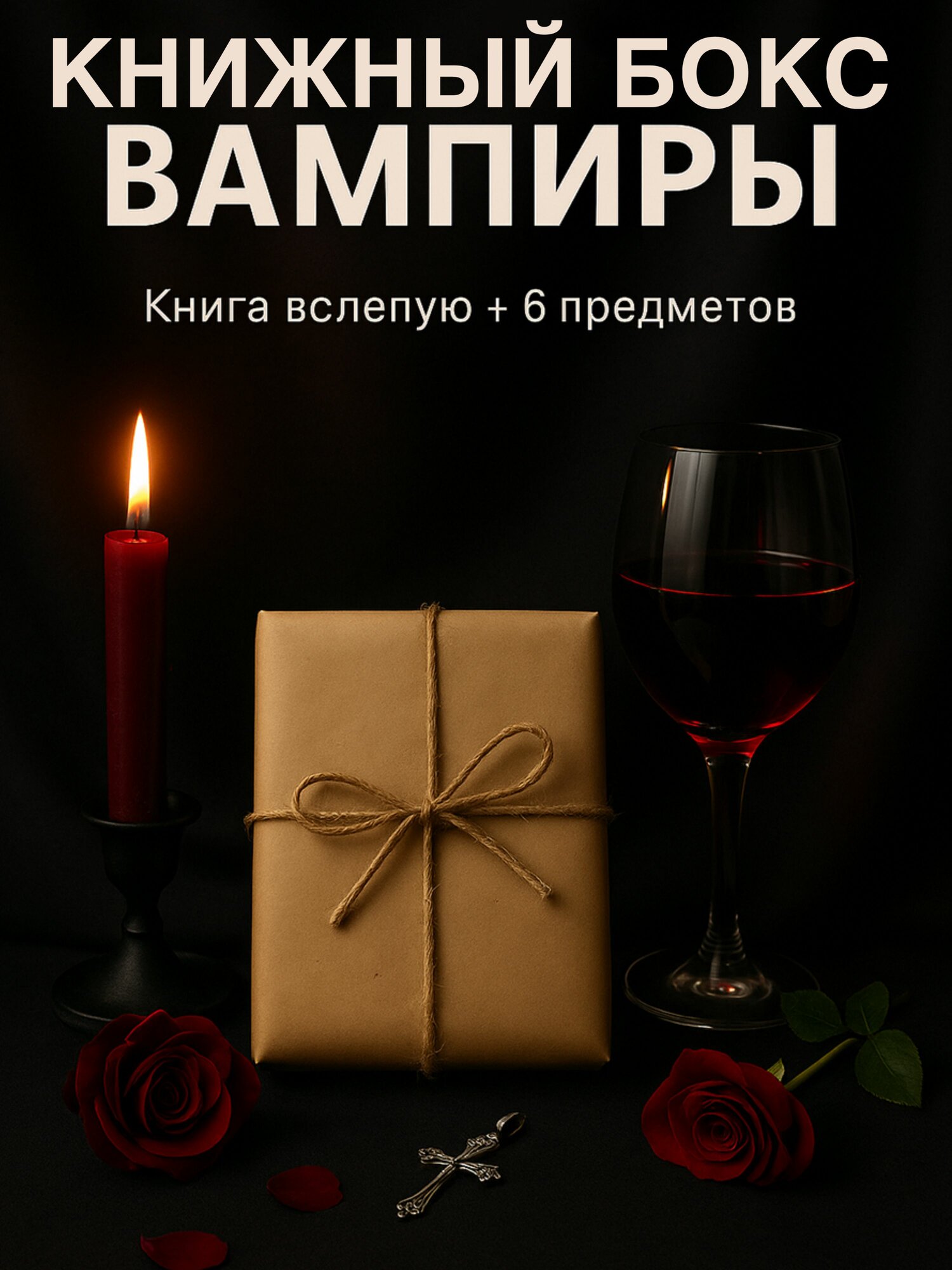 Книжный бокс с подарками и книгой вслепую, книга наугад Вампиры