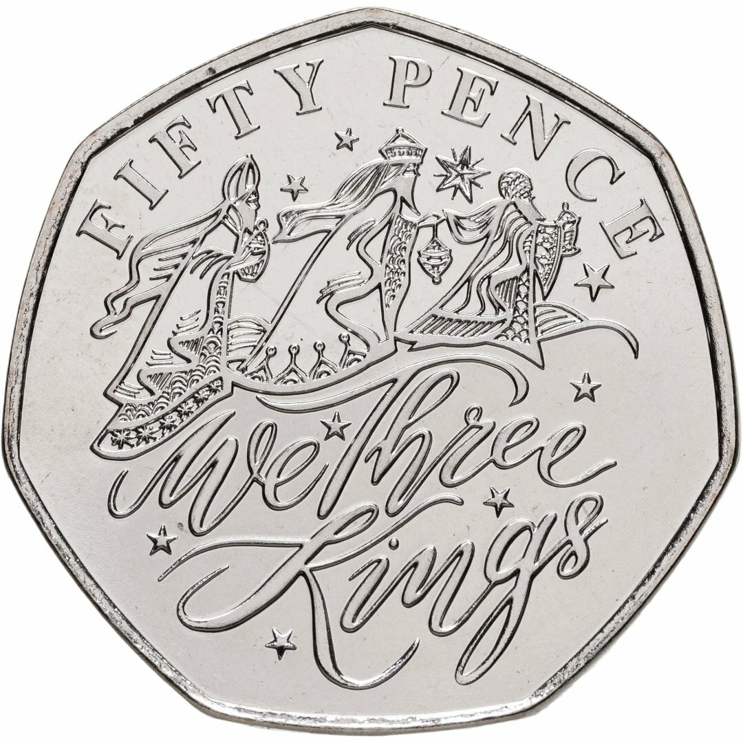Гернси 50 пенсов 2020 "Рождественские гимны - We Three Kings", Мельхиор медь-никель, в сохранности BUNC
