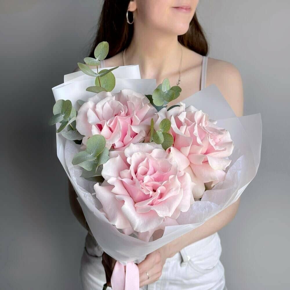 Монобукет из нежных розовых французских роз на любой повод и вкус