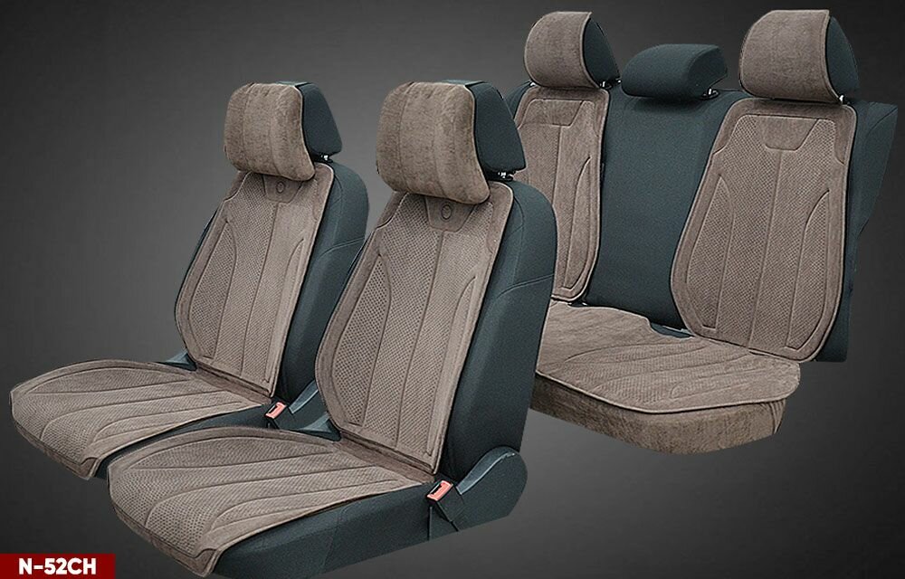 Накидки на сиденья для Лада / Lada Granta, Kalina, Largus, Niva, Priora и др. на весь салон замша с перфорацией