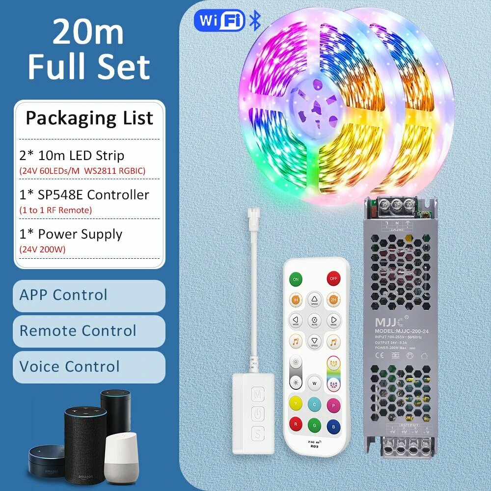 RGBIC светодиодная лента MJJC 20м, 24В, 60LEDs/m