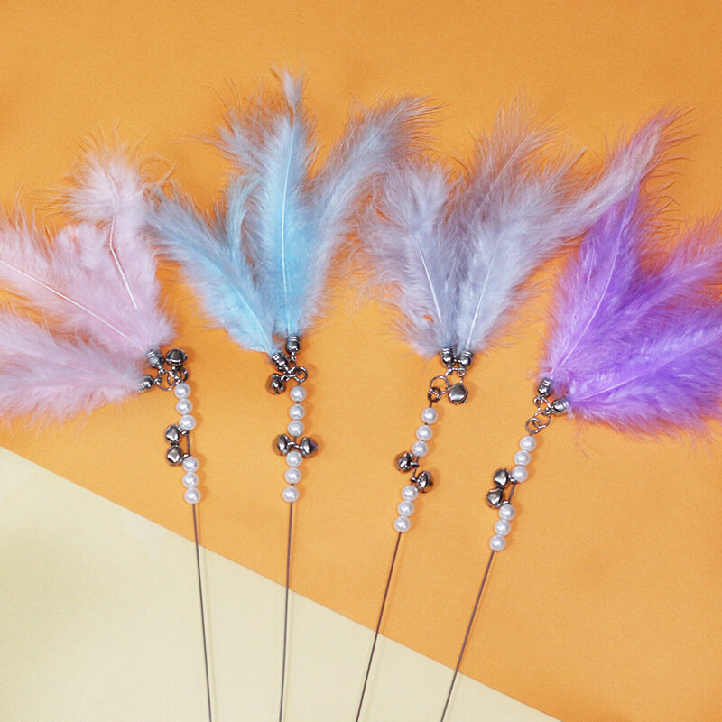 Кошачья палочка оптовые производители колокольчик звук перо игрушка для кошек взрывы длинный стержень из устойчивой к