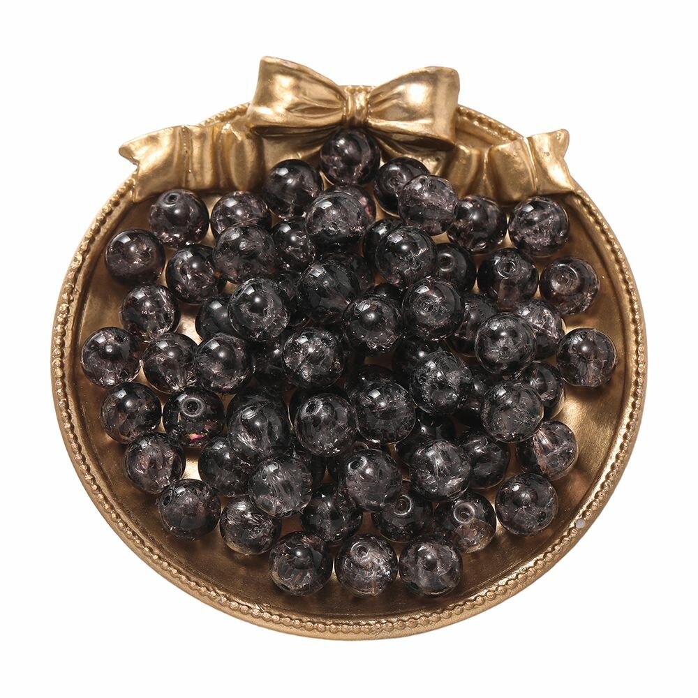 Бусины стекло Битое стекло ассорти 10 мм 50шт, Цвет черная