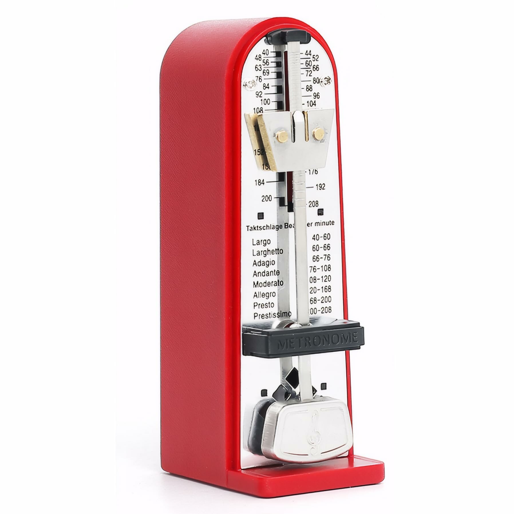 Метроном, Механический метроном, Точный регулируемый металлический метроном с четкой шкалой, громким звуком, Красный цвет, для гитары, пианино, скрипки и других музыкальных инструментов, Материал: металл, пластик, Размеры: 210 мм x 115 мм x 115 мм, Пакет