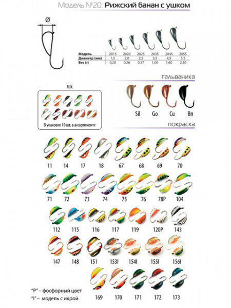 Мормышка W SPIDER Рижский Банан с ушком (Размер 2,5; Вес (гр) 0,37 / 104)