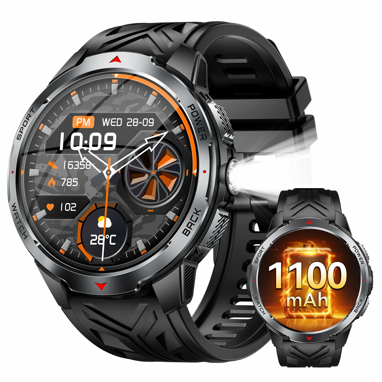 Умные часы JITE, Bluetooth звонки, IP68, 1100mAh, магнит. зарядка