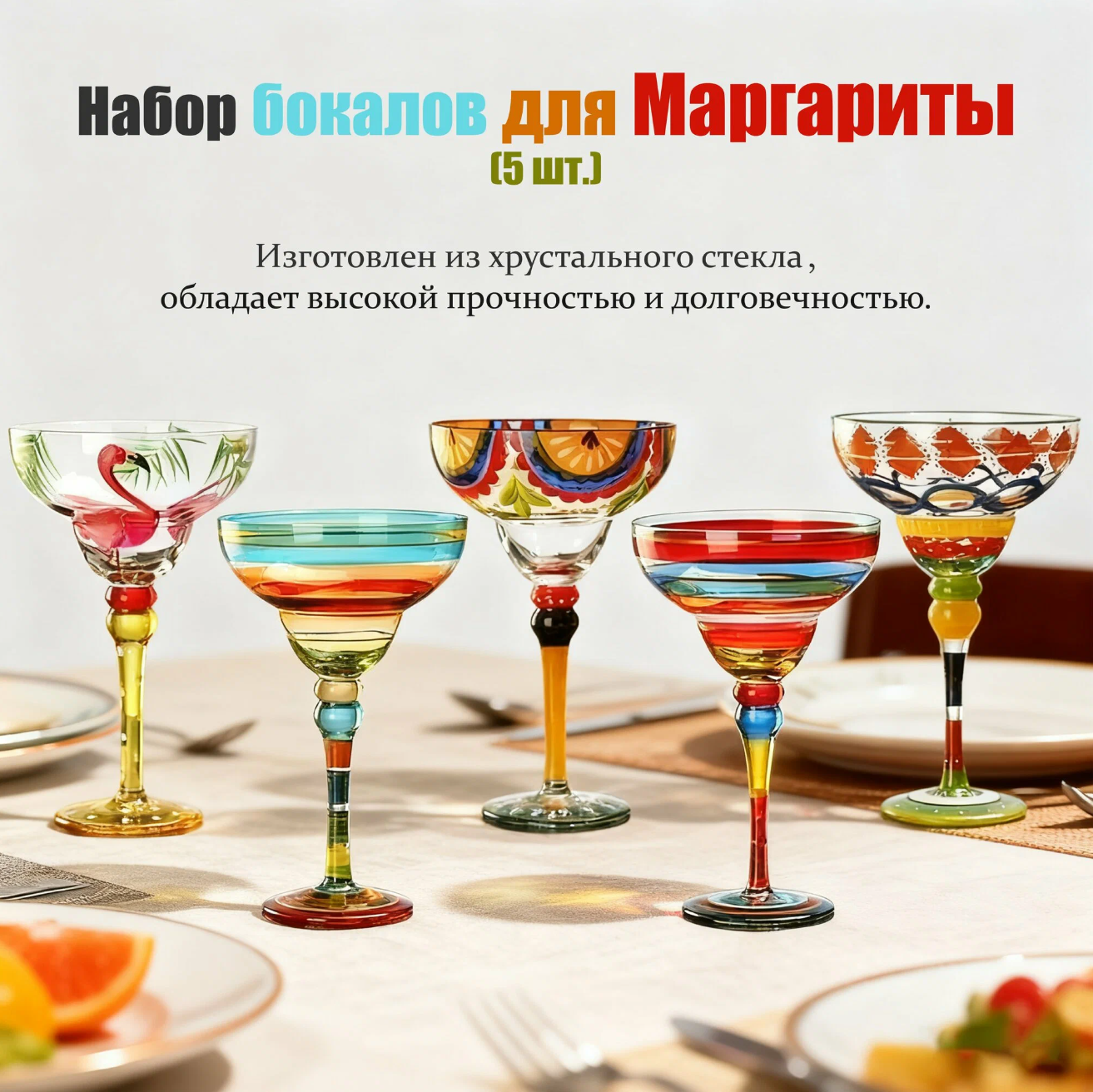 Набор бокалов BaiWo, хрустальное стекло, двойные стенки, именная гравировка, 280мл, 5шт