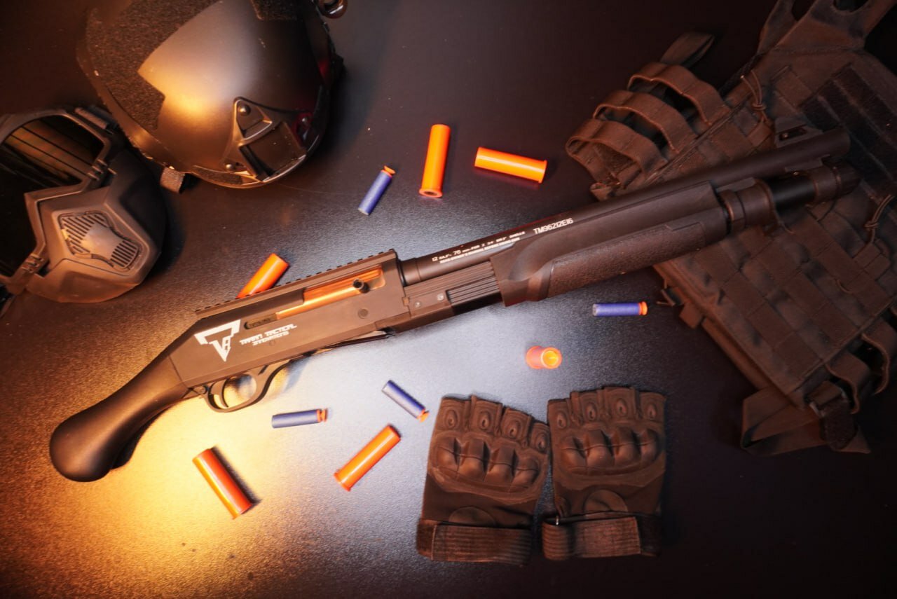 Нерф Дробовик TTI Remington M870 на мягких пулях, черный