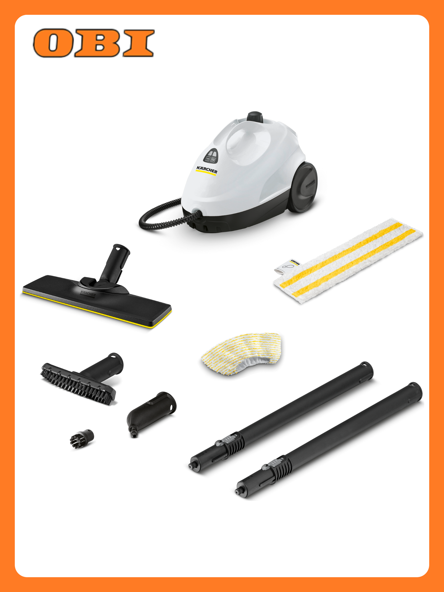 Пароочиститель Karcher EasyFix SC 2, 3.2 бар, 1500Вт, 2 насадки, для пола и ручная, съемный бак для воды