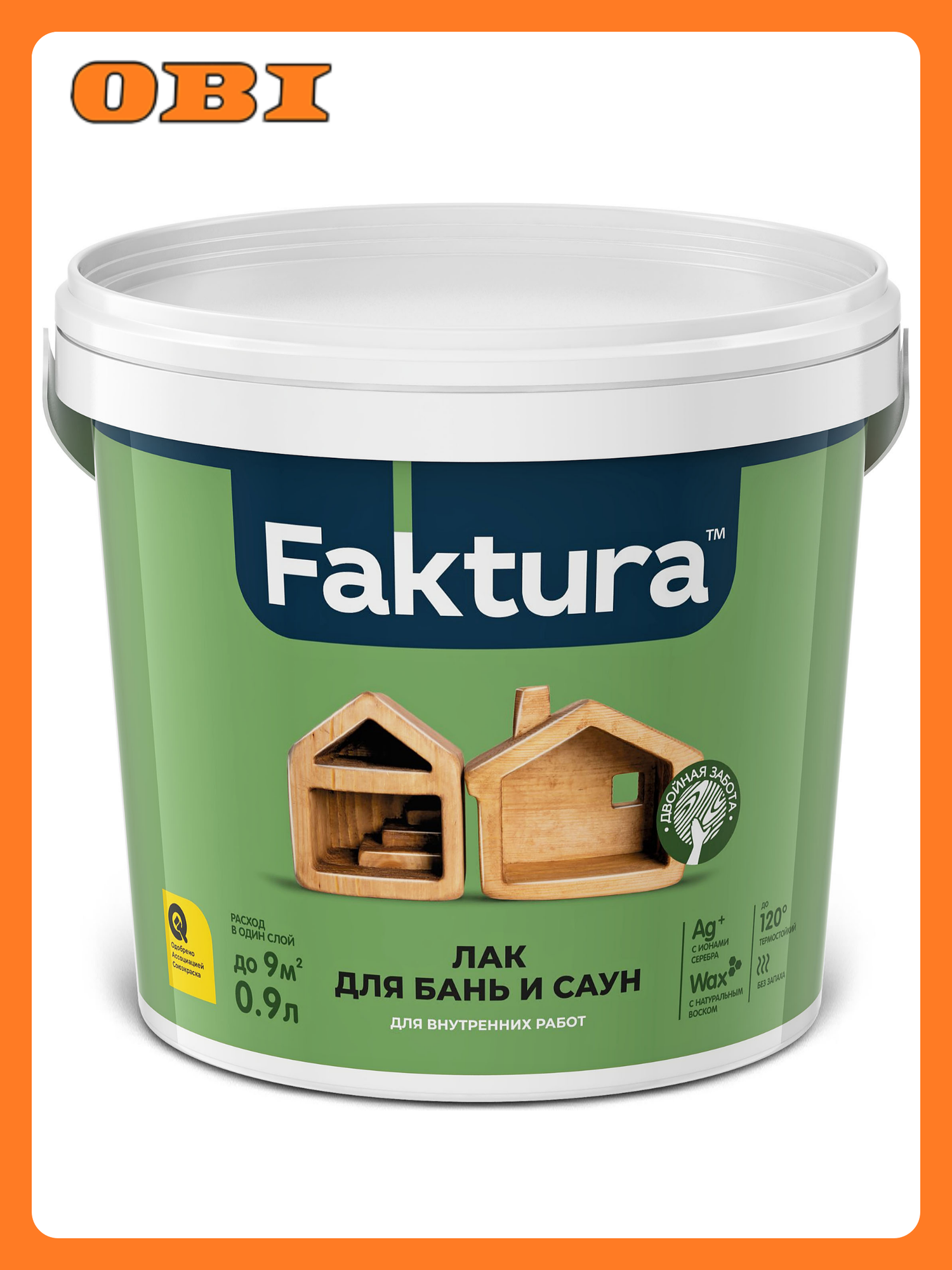 Лак FAKTURA, для бань и саун, матовый, акриловый, без запаха, 0,9л