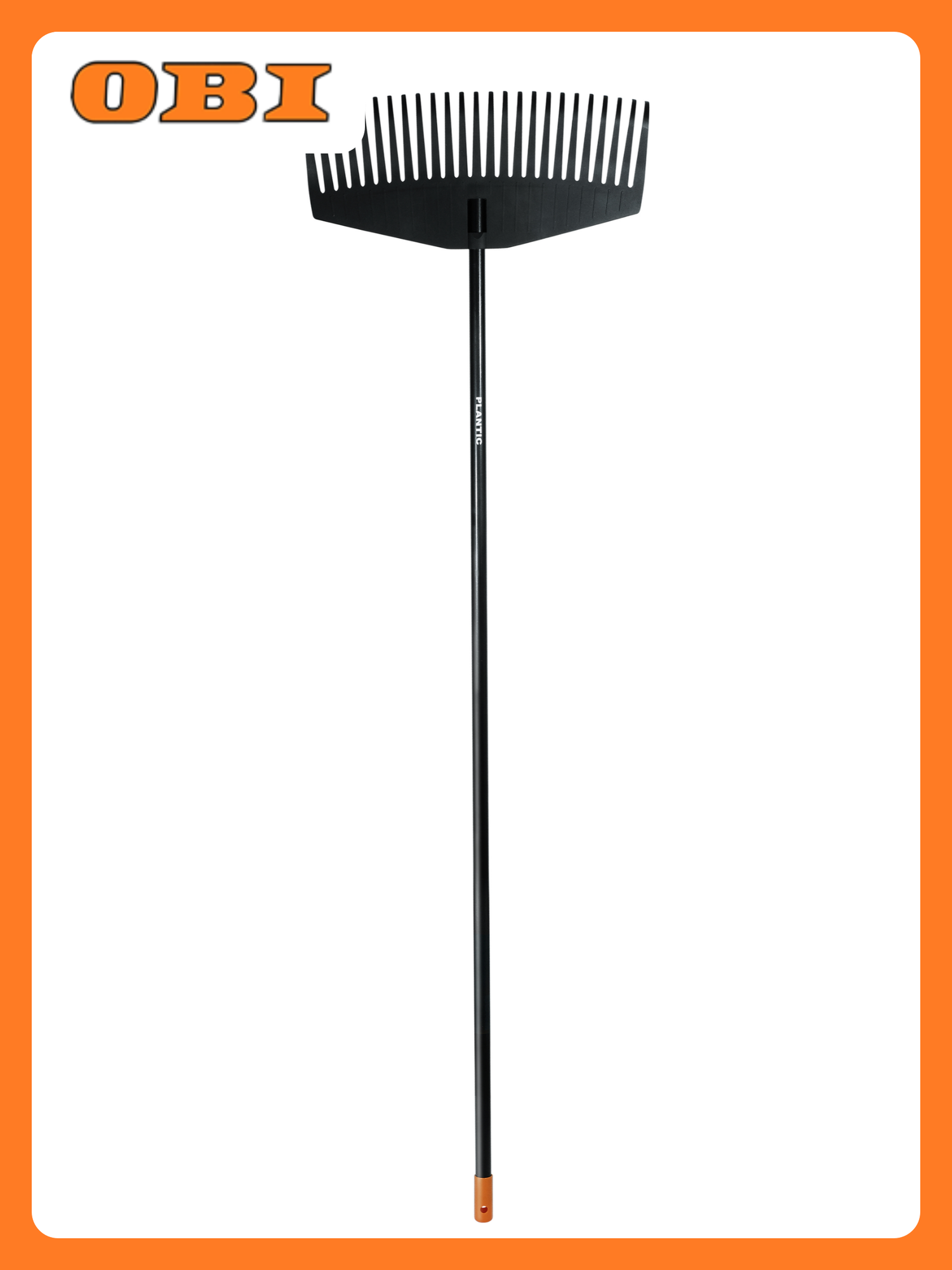 Грабли Plantic Solid L, для листьев, 25 зубцов, с черенком, черные