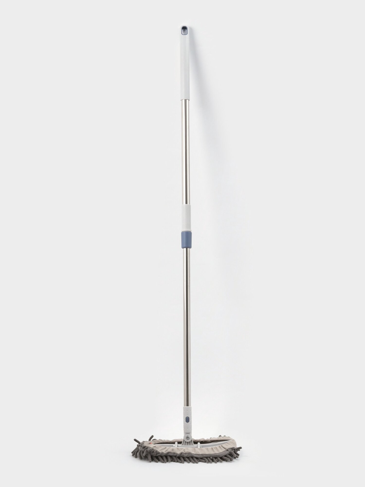 Швабра для мытья пола плоская гибкая Доляна, насадка из микрофибры букли 29×13 см, телескопическая стальная ручка 75(116) см, серая