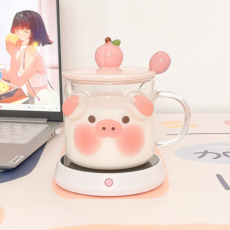 Изолированный кипятильник для воды, подарок на день рождения для девушки, высококачественная стеклянная кружка, офисная кружка с плоским дном и подогревом