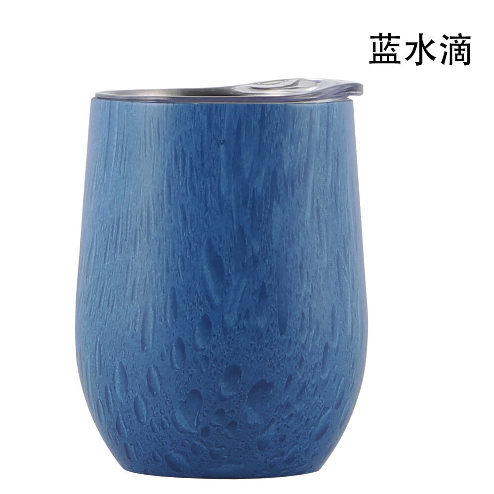 12 унций яичная чашка 304 нержавеющая сталь вакуумная чашка с текстурой дерева креативная U-образная чашка для красного вина