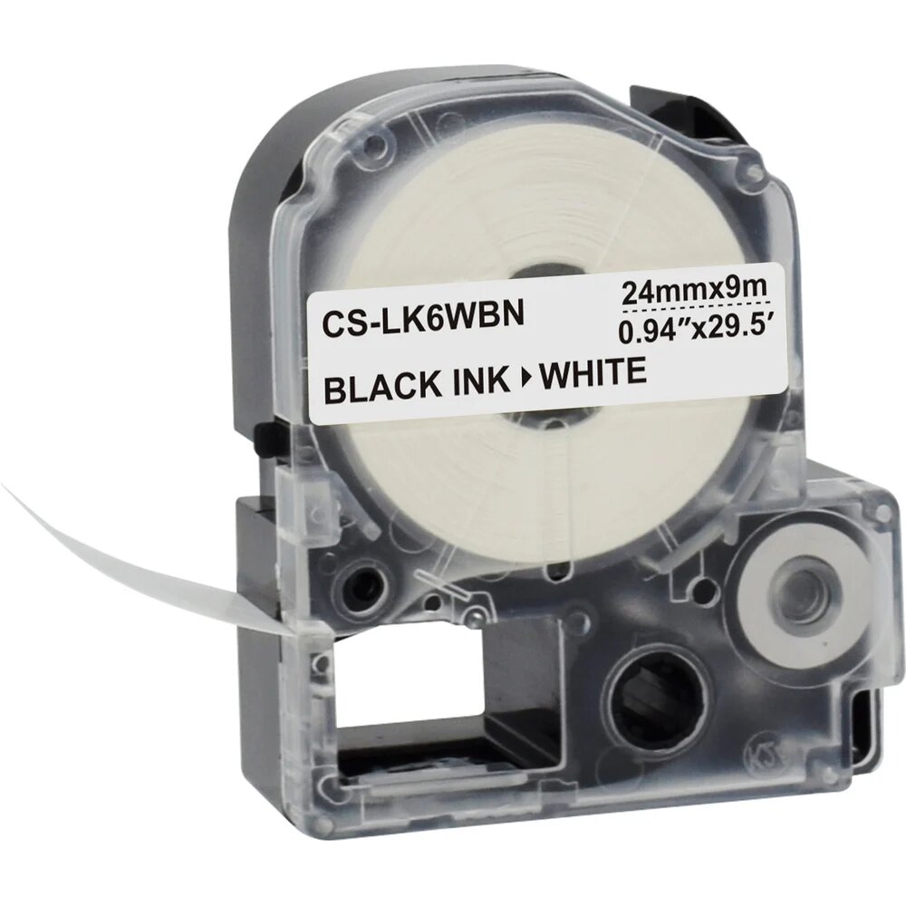 Ленточный картридж CACTUS CS-LK6WBN черный для Epson LW700/LW600P/LW1000P/Z700/Z900, совместимая лента, корпус