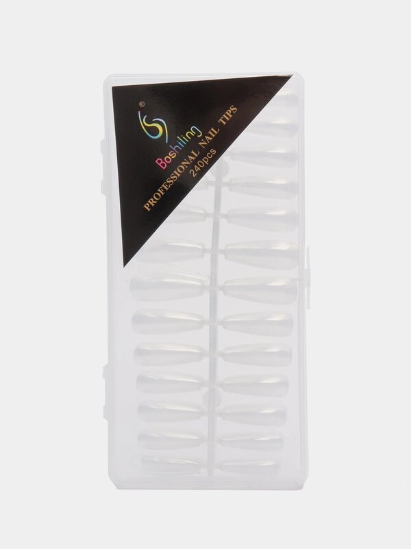 Гелевые типсы для наращивания ногтей, ногти накладные длинные, форма балерина