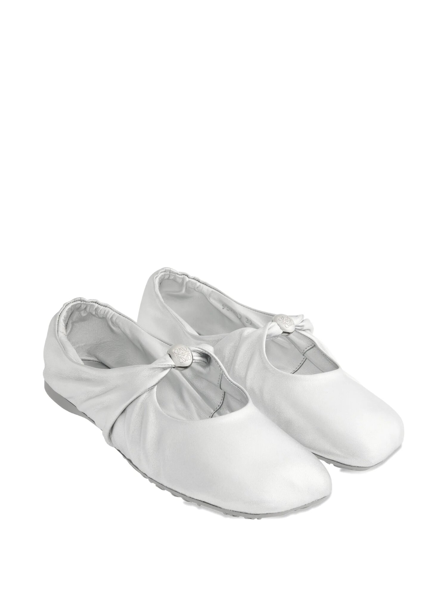 Балетки Loewe Leather ballerina shoes, размер 37, Silver — фото 1