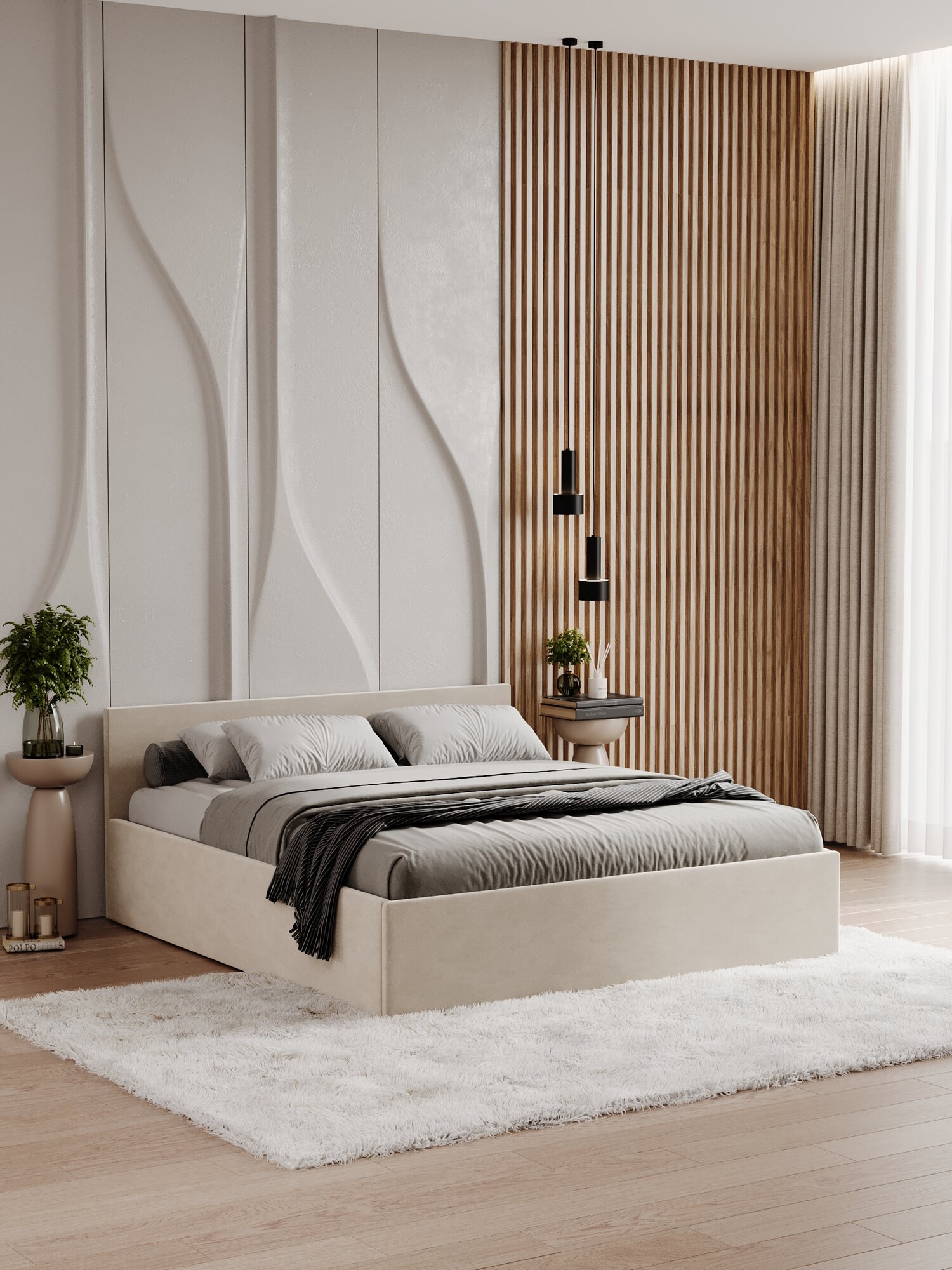 Кровать Микки серая с матрасом Лайт (10 см), 160х200 см