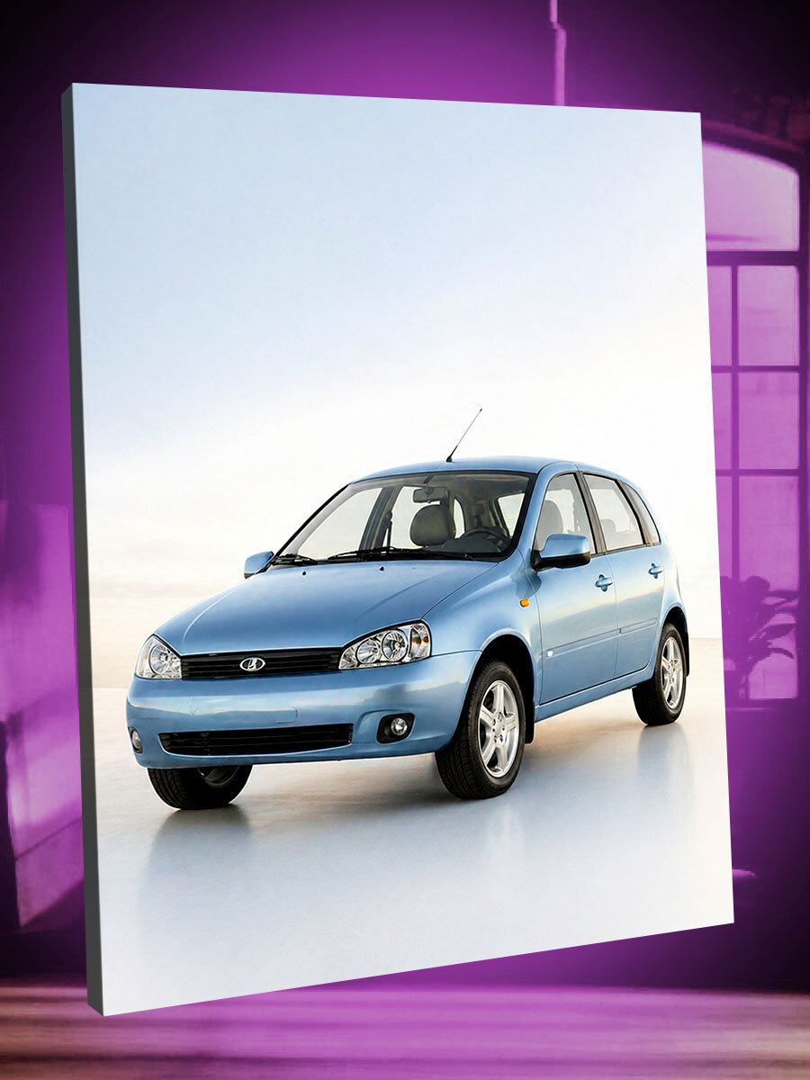 Интерьерная картина Lada Kalina голубая в стиле реклам