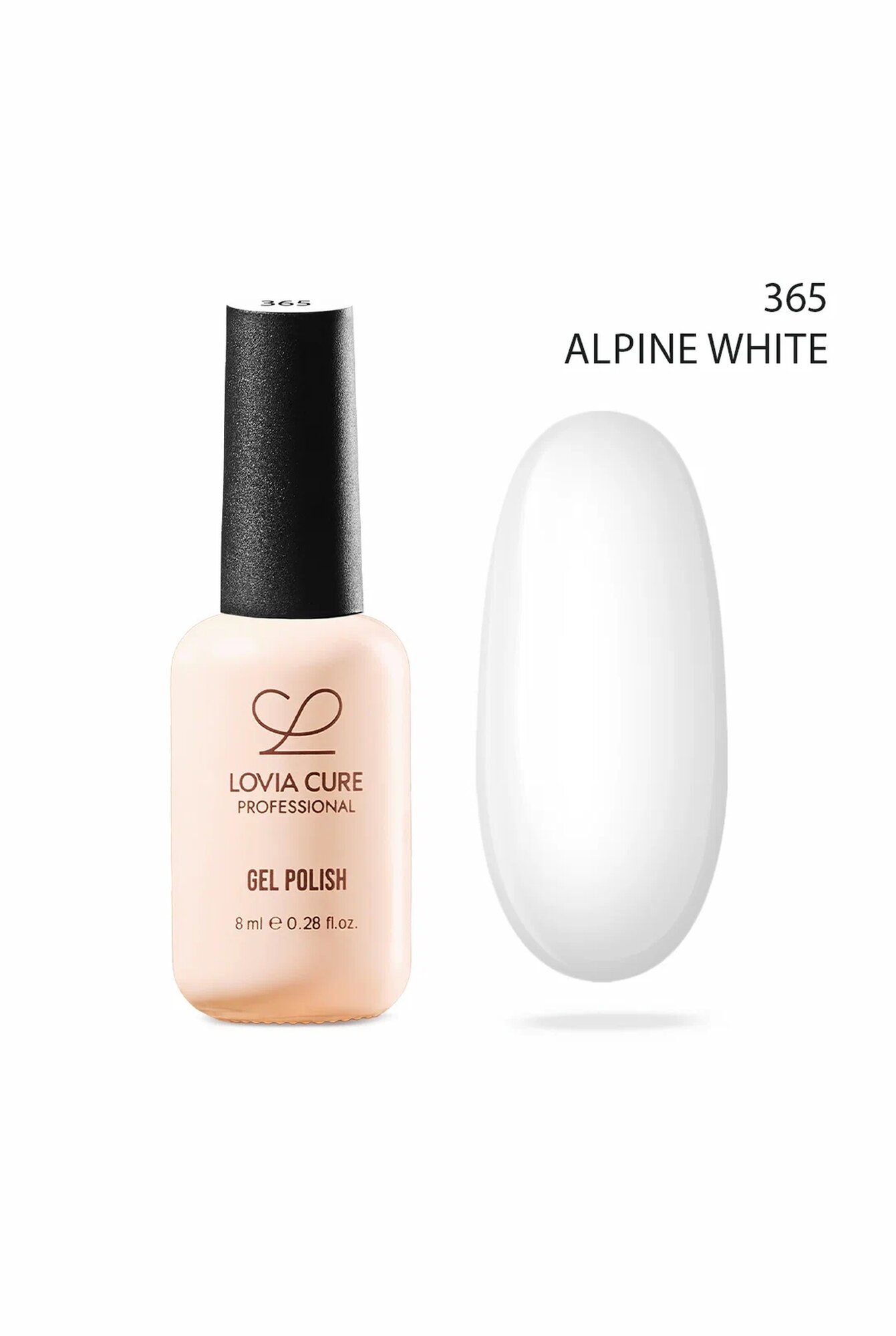 Гель-лак LOVIA CURE 365 Alpine white, белый, глянцевый, 8мл, Lovia Cure Classic