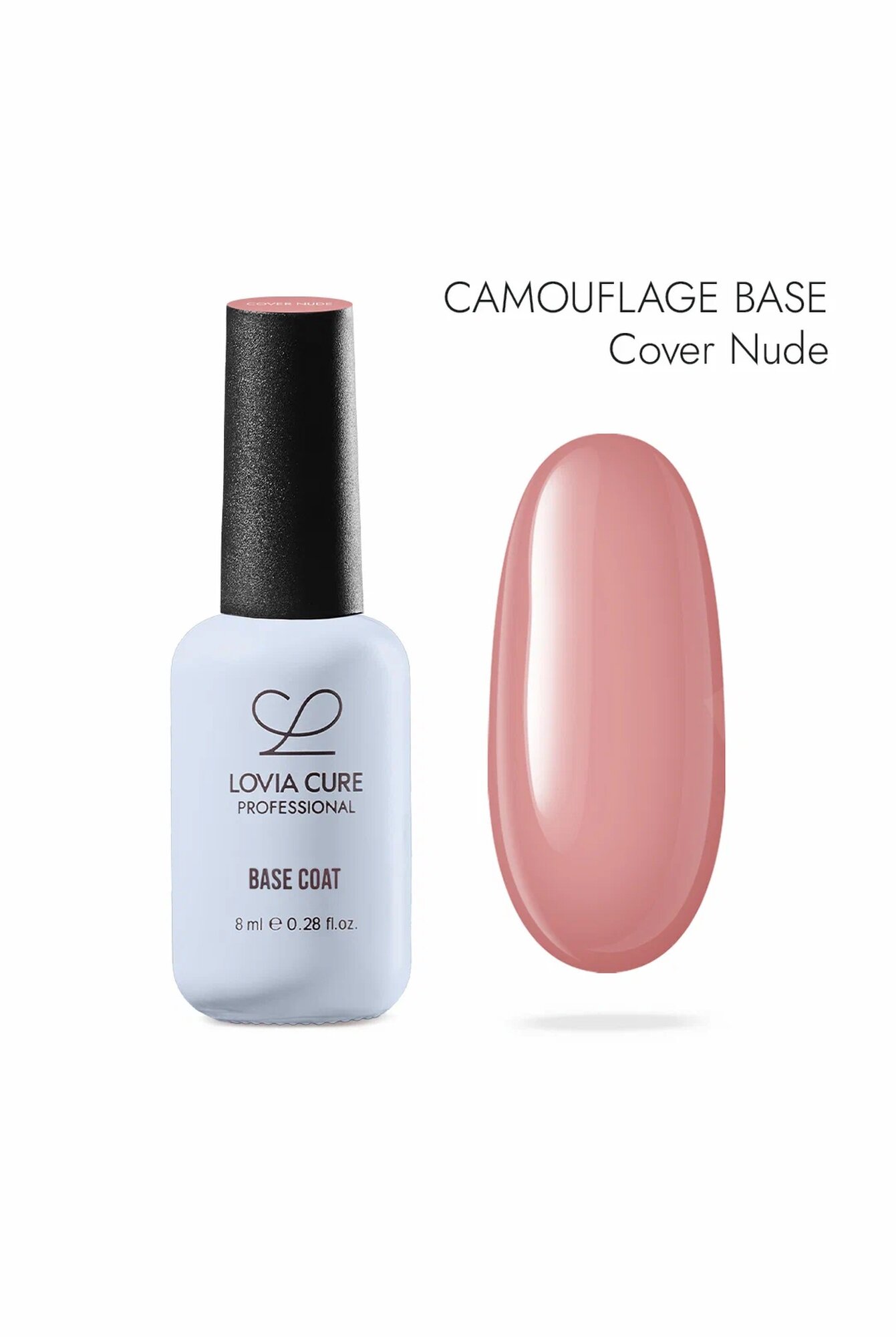 База камуфлирующая каучуковая Нюдовая UV/LED Camouflage Base Cover Nude 8 мл, LOVIA CURE
