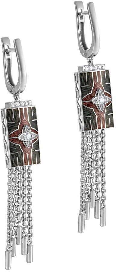 Серьги, белое золото, 585 проба, бриллиант