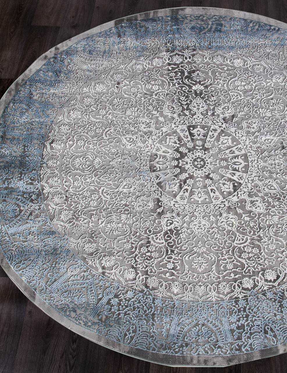 Ковер Круглый на пол в гостиную в спальню 240х240 см светлый классический ворс 10 мм 283506 KoverVDom