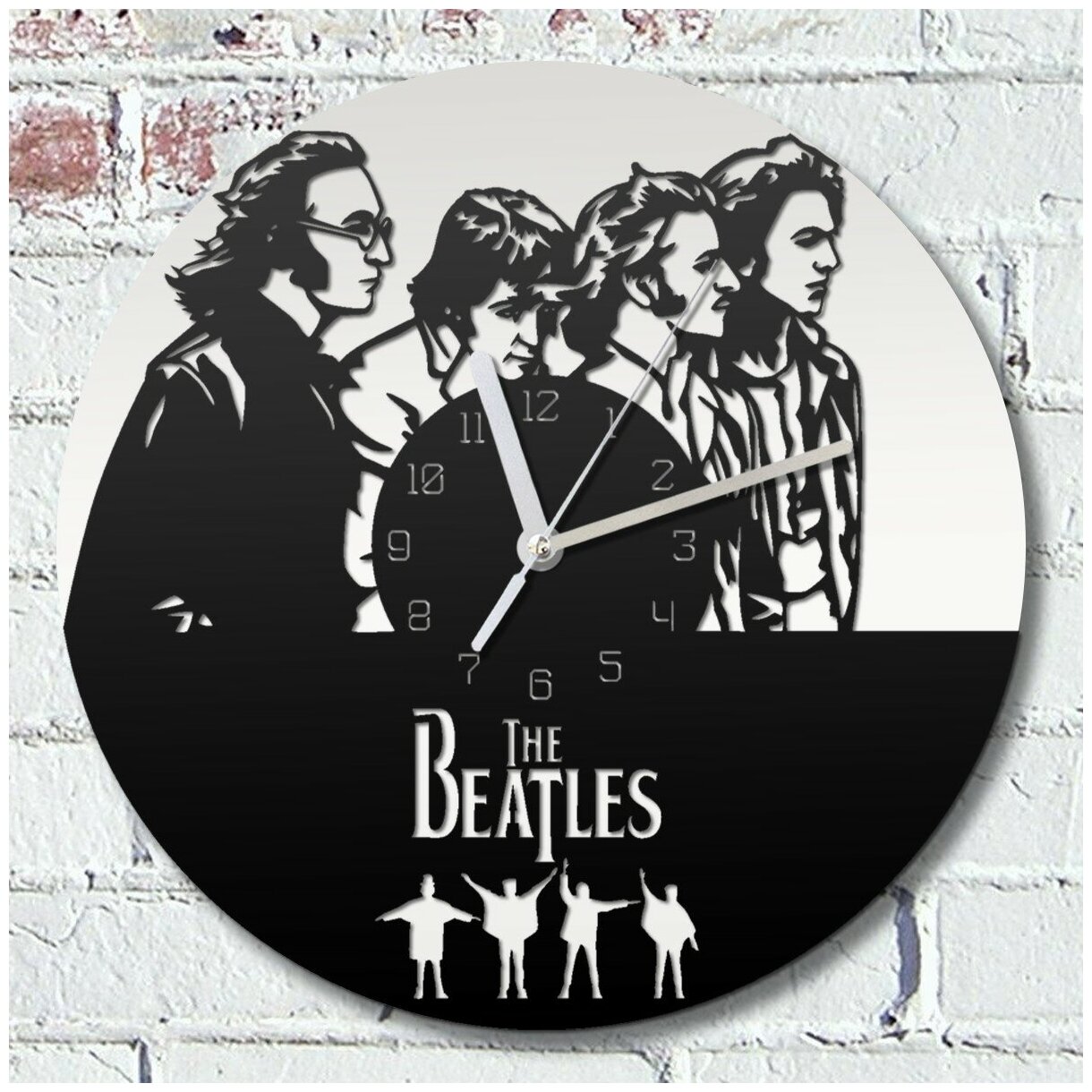 Настенные часы музыка битлз the beatles (Джон Леннон, Пол Маккартни, Джордж Харрисон, Ринго Старр) - 784