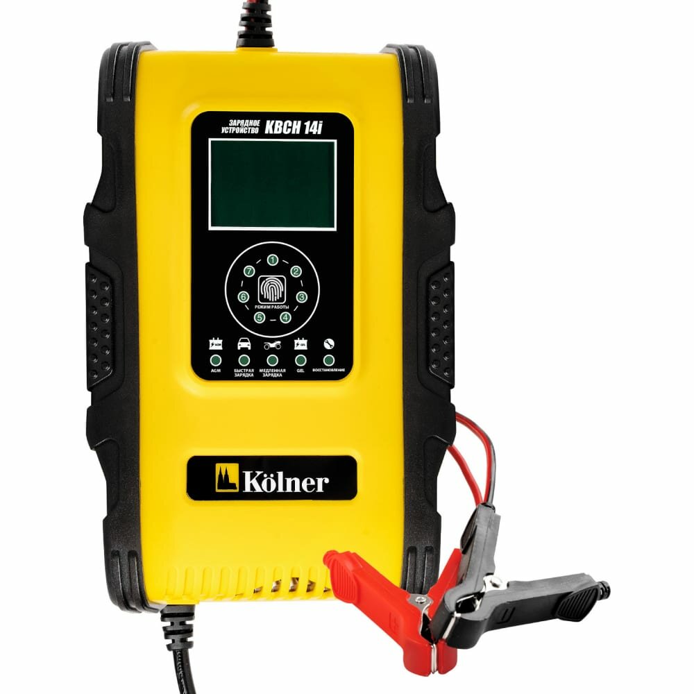 Зарядное устройство Kolner KBCH 20В с цифровым дисплеем десульфатация аккумулятора поддержка всех типов WET AGM GEL EFB