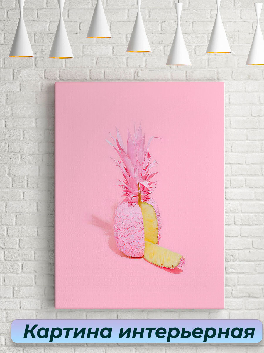 Картины для интерьера 30х40 Ананас долька розовый