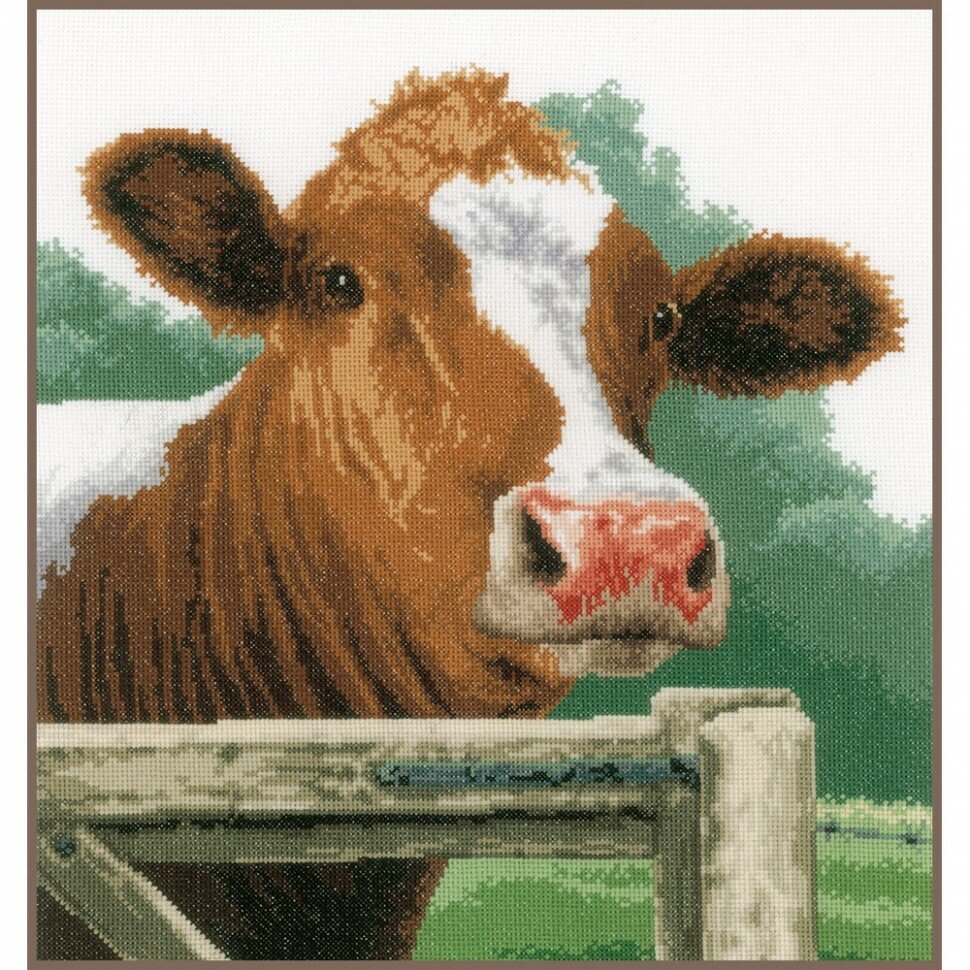 Набор для вышивания Lanarte #PN-0170989 Wondering cow (Удивленная корова), Счетный крест, 35 x 35 см