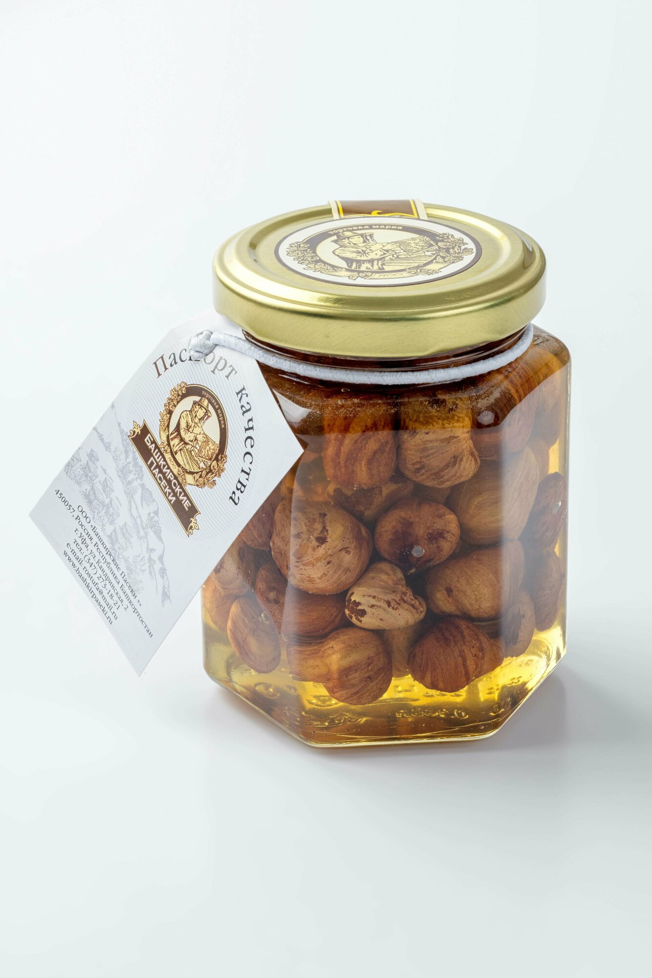 Мёд Башкирские пасеки с фундуком, кошерный, натуральный, 210 г