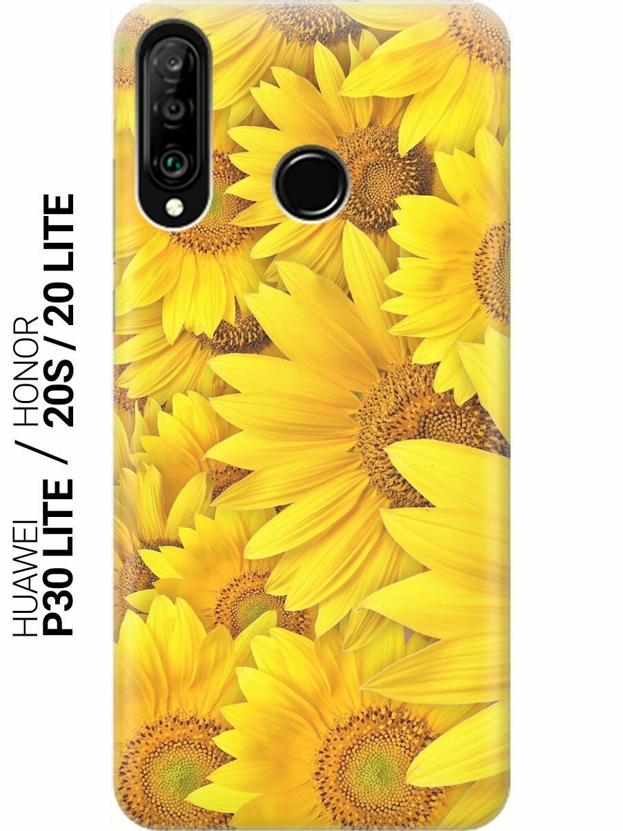 Ультратонкий силиконовый чехол-накладка для Huawei P30 Lite, Honor 20S, Honor 20 Lite с принтом "Море подсолнухов"