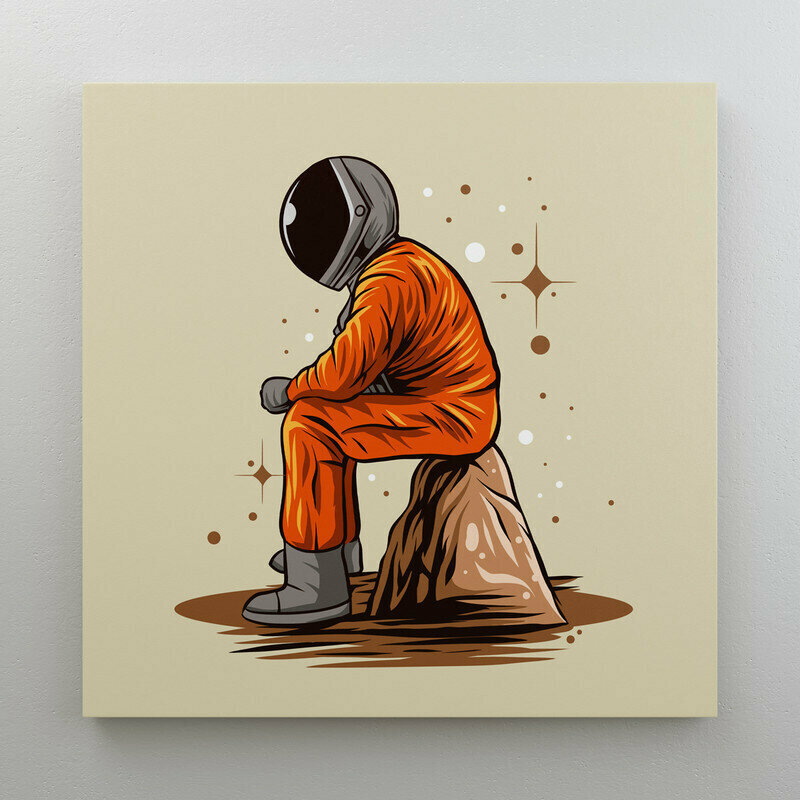 Интерьерная картина на холсте "Астронавт на Марсе" размер 60x60 см