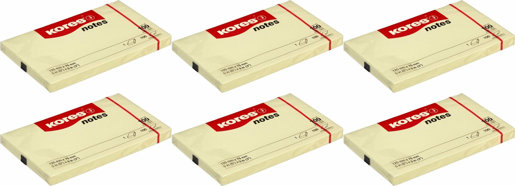 Kores Стикеры бумажные для заметок Желтые, 100 л, 125х75 мм, 6 уп