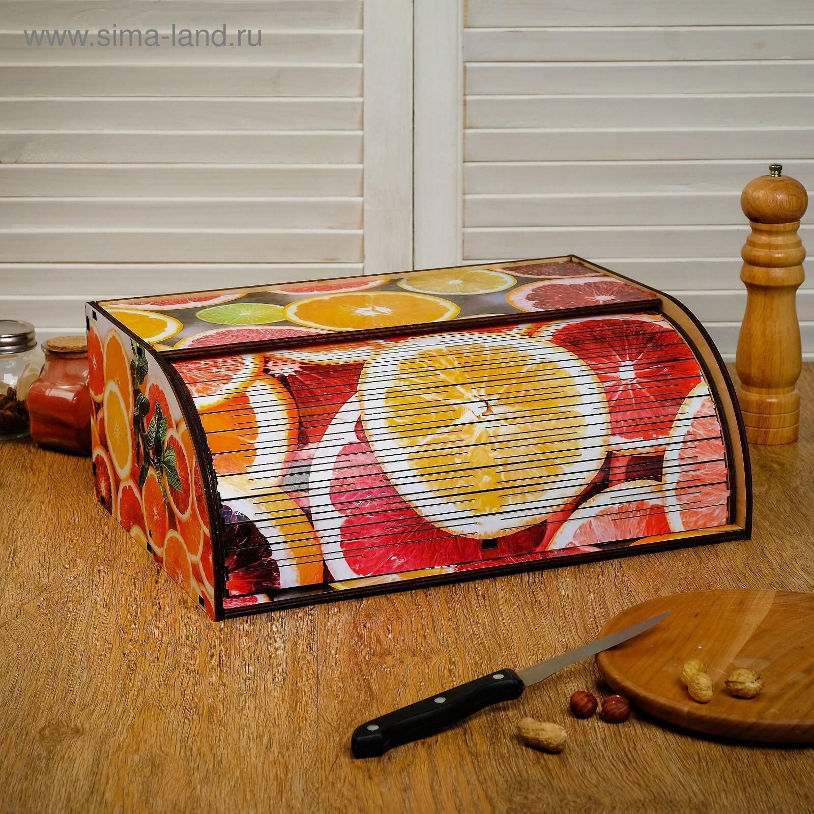 Хлебница Дарим Красиво «Фрукты», 38×26×14 см, дерево, разноцветная